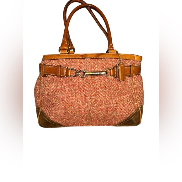 Coach | Bags | Coach Satchel Wool Leather Footed Handbag | Poshmark